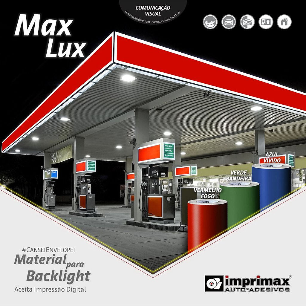 ADESIVO MAX LUX - VERMELHO TOMATE - 1,22M - IMPRIMAX