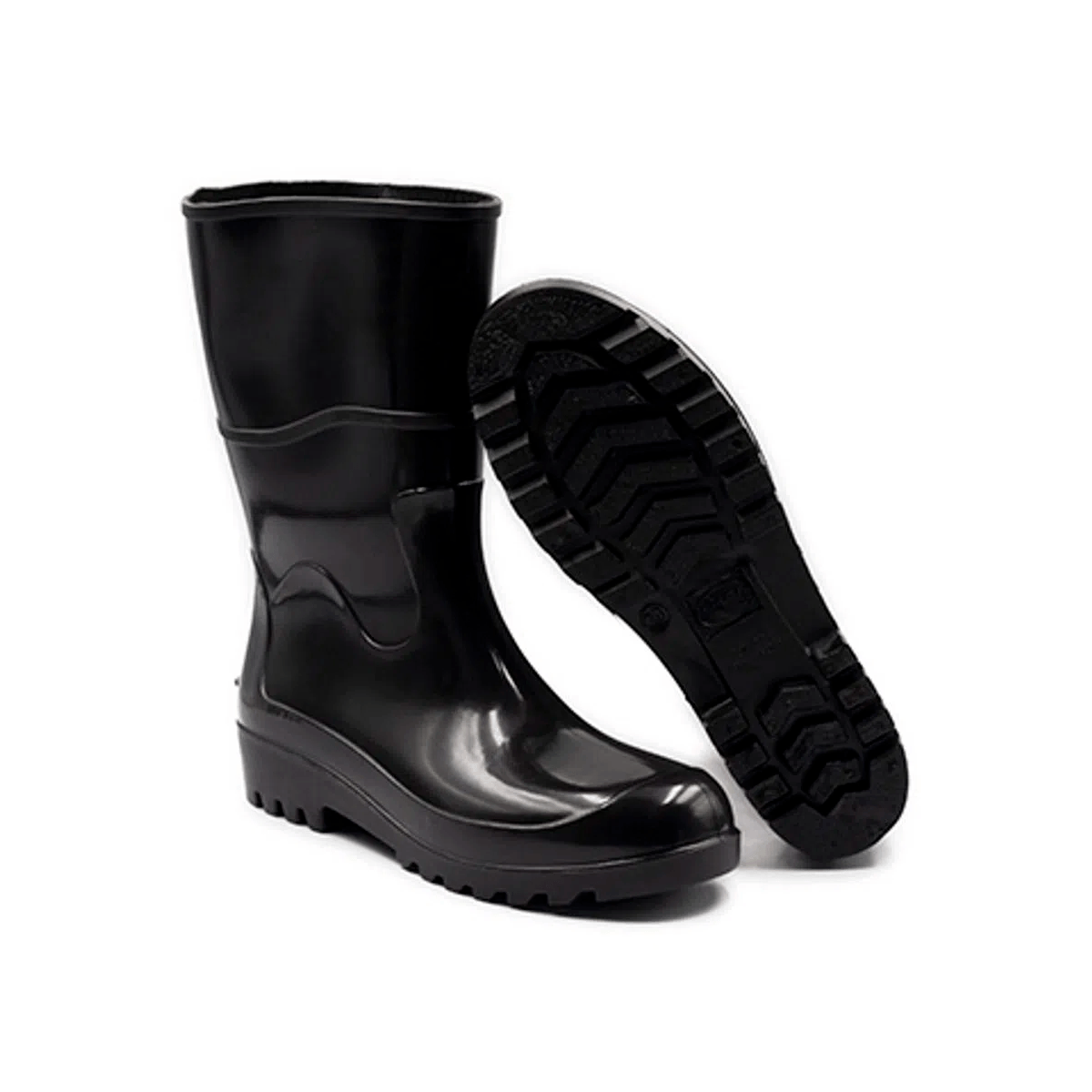 BOTA DE PVC CANO MEDIO COM FORRO NA COR PRETA NR.41